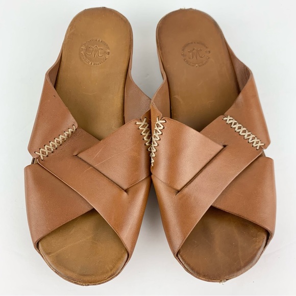 Johnston & Murphy | Shoes | Johnston Murphy Brown Leather Sonya Slides ...